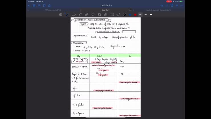 Lab#1 Exp.#2 Error Propagation of Density