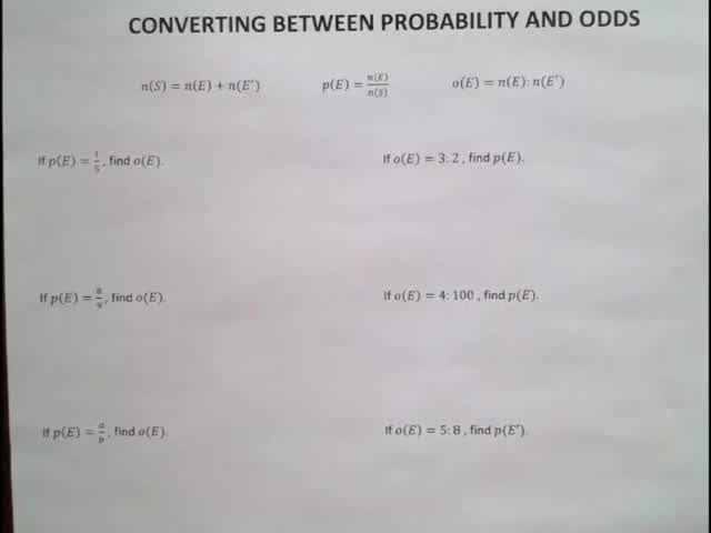 Converting Between Probability and Odds