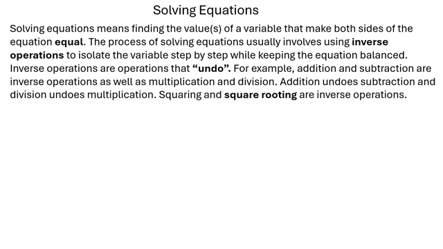 Solving Equations Part 1