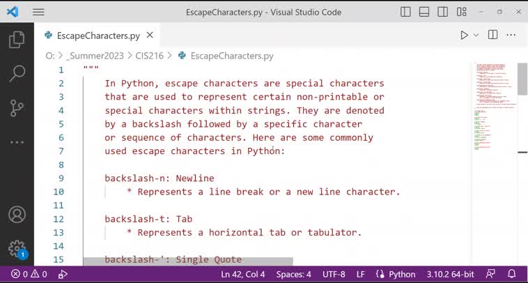 Python Escape Characters