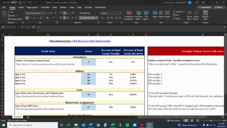 Fianl Grade Calculator