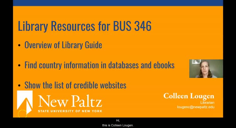 Library Guide and Resources for BUS 346