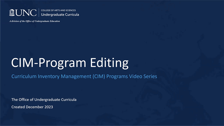 CIM Program Editing