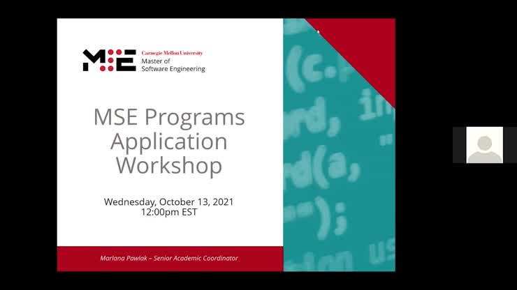 MSE Programs Application Workshop