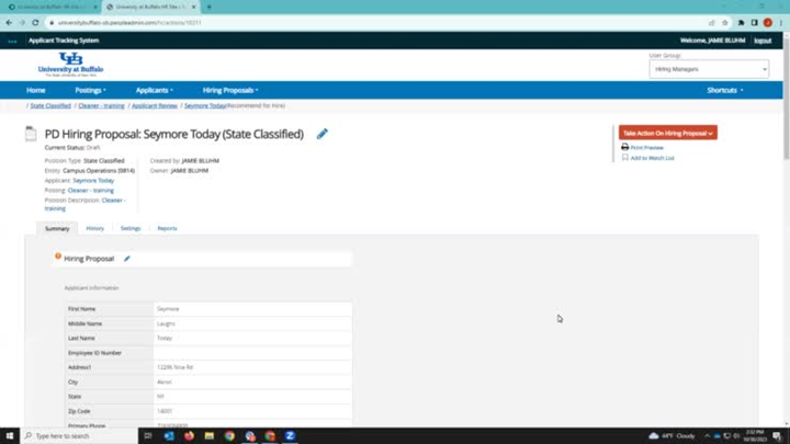 Classified - Hiring Proposal Summary