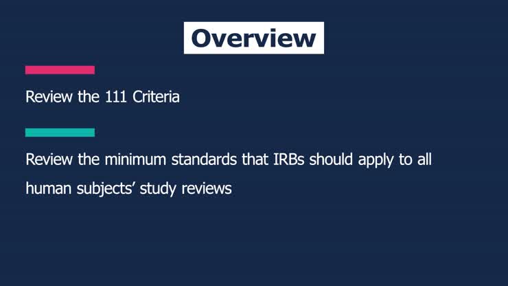 The 111 Criteria Part 1: Risks are Minimized