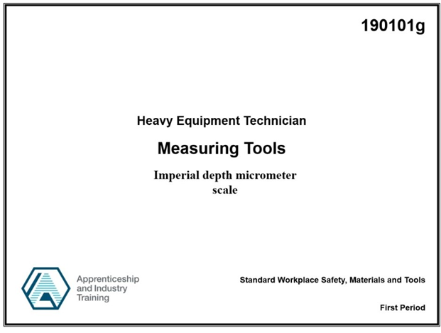 Depth Micrometer Scale reading 101G