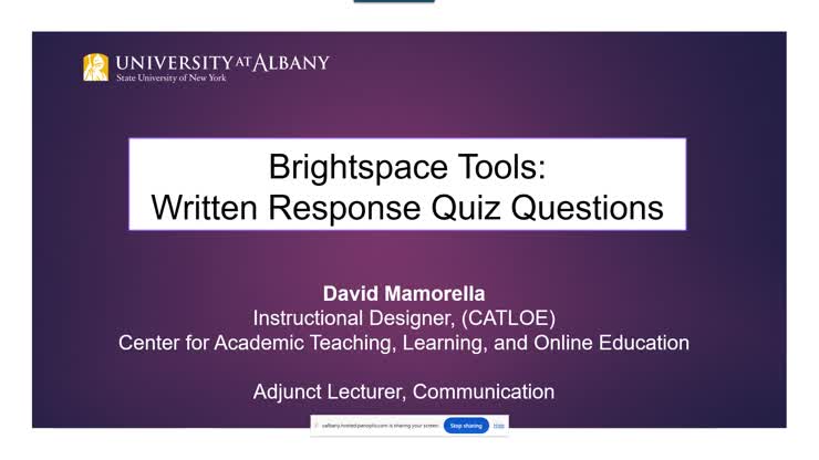 Brightspace Tools: Written Response Quiz Questions