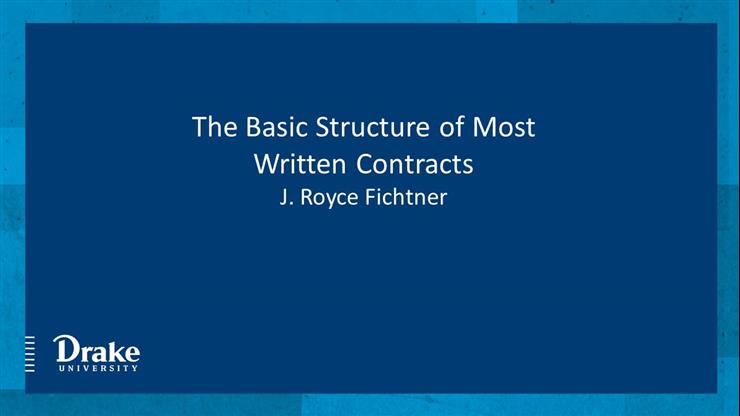 Basic Structure of Written Contracts
