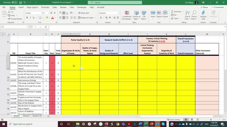 Poster Competition Rubic Tool Overview