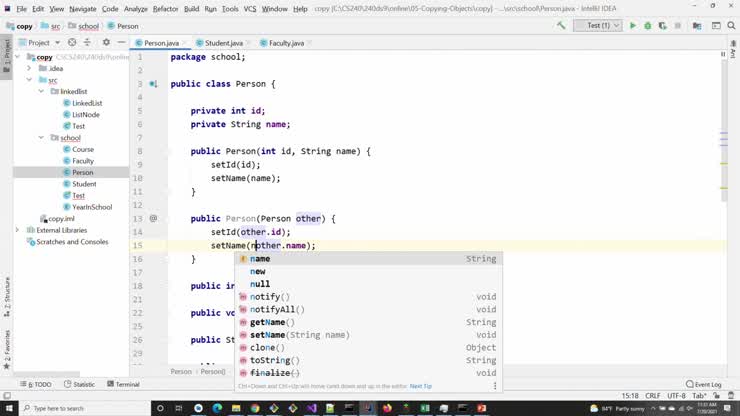 C S 240 - Copying Objects - Implementation