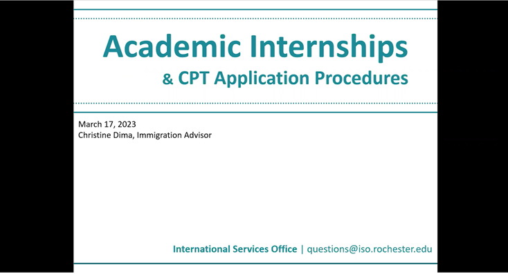 Academic Internships & F-1 CPT Application Procedures Spring 2023