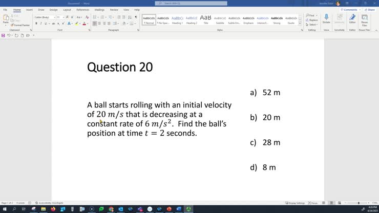 Practice pre-test Question 20