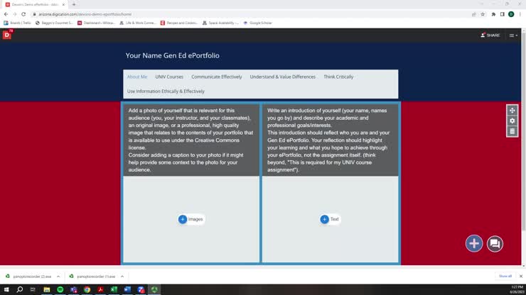 Editing the header of your ePortfolio
