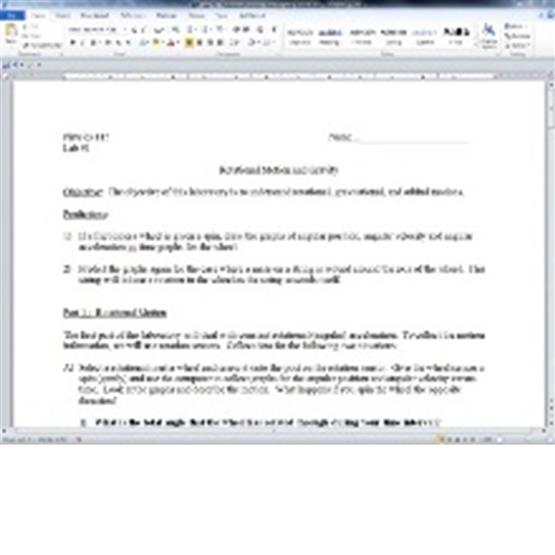 115 Lab 1 Intro and Part 1 - Rotational Motion