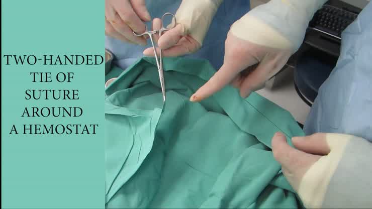 proper tying around hemostat