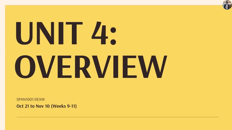 SPAN1001 Unit 4 Overview