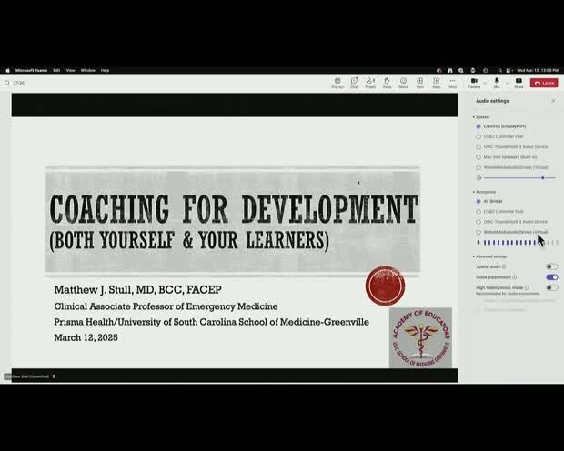 Faculty and Physician Coaching Information Session with Dr. Matthew Stull
