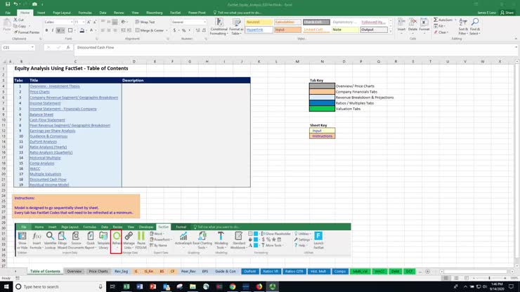 FactSet Wright Fund Equity Analysis Creating Sensitivity Tables