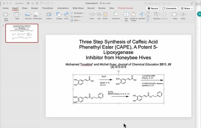 3 Step Synthesis of Caffeic Acid Phenethyl Ester (CAPE