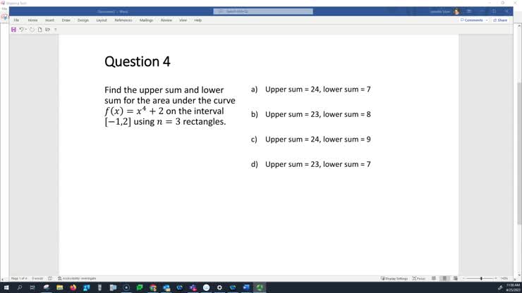 Practice pre-test #1 Question 4