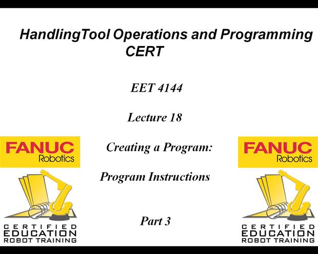 Lecture 18 Creating the Program Part III