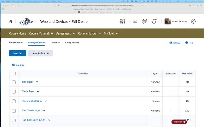 Creating Assignments and Linking them to the Gradebook