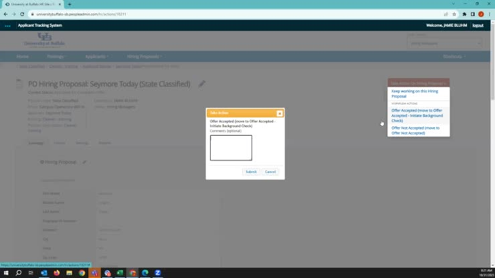 Classified - Hiring Proposal Workflow Status