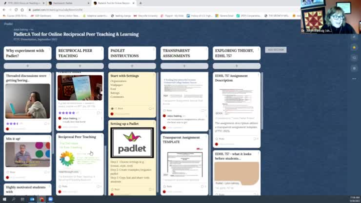 Using PADLET for Reciprocal Peer Teaching in an Asynchronous Online Course