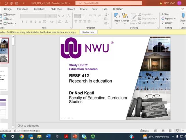 RESF 412- Dr N Kgati- Study Unit 2