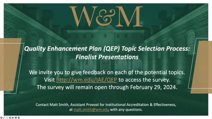 QEP Topic Finalist Presentations