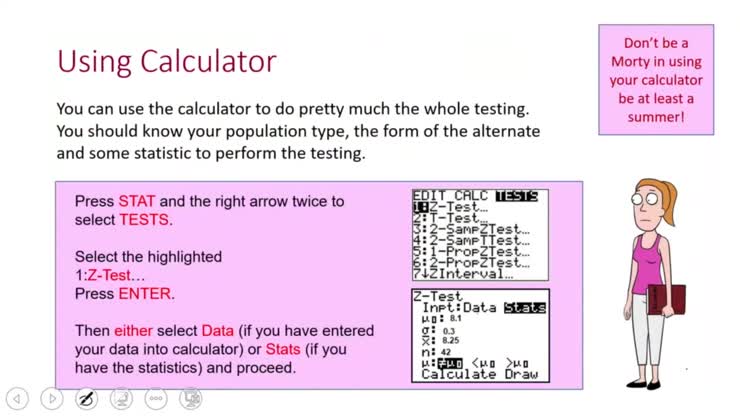 21 Ch7 Part 2_3 Testing Statistical Hypothesis - Using Calculator