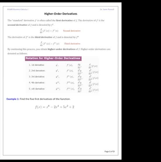Higher Order Derivatives