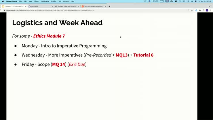 Lecture 17 - On Functional Programming
