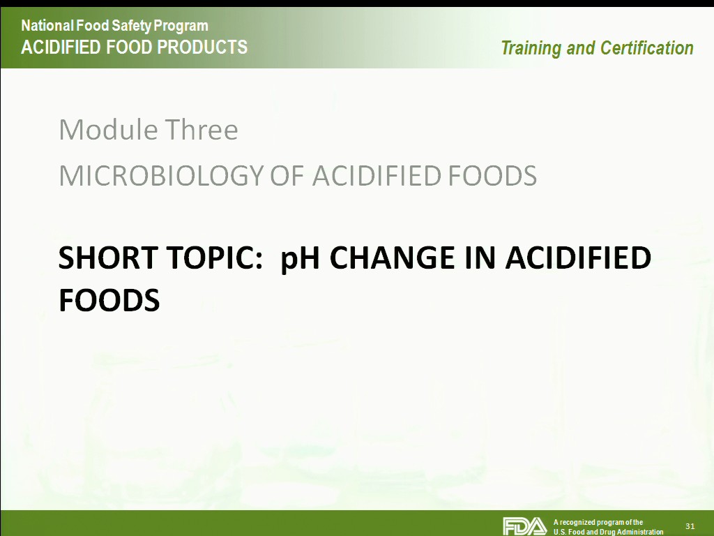 pH Change in Acidified Food