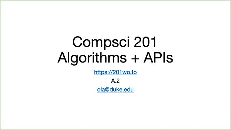Algorithms and APIs