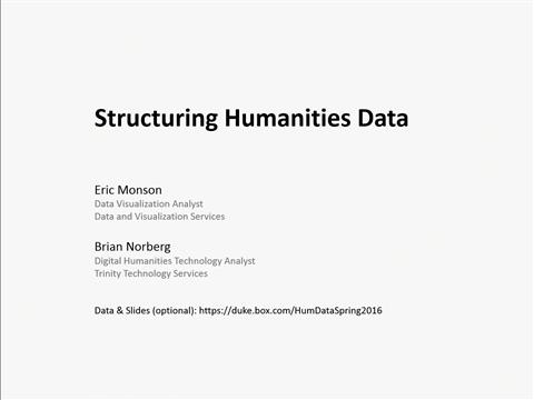 Structuring Humanities Data – Eric Monson & Brian Norberg