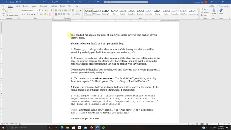 Video Guide on Writing the Short Paper Part 1