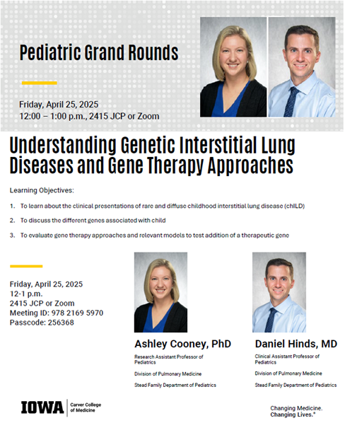 Pediatric Grand Rounds - Drs. Ashley Cooney and Daniel Hinds, "Gene ...