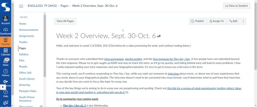 ENGL 101 Week 2 Overview F24 SSC