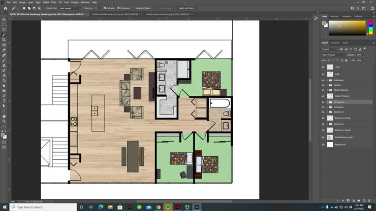 Video 4 Photosop Floor Plan Rendering Place Fixtures and Finishes