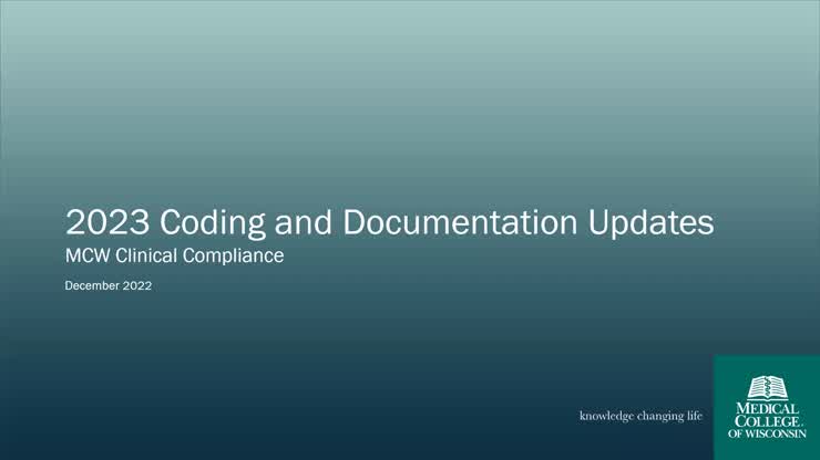 2023 Coding and Documentation Updates - Webinar