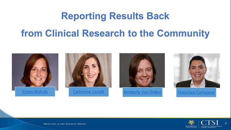 Reporting Clinical Research Results Back to the Community (February 16 ...