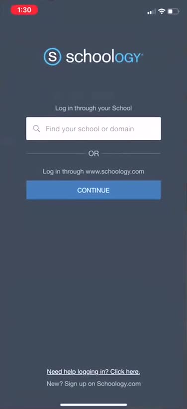 Log into the Schoology Mobile App