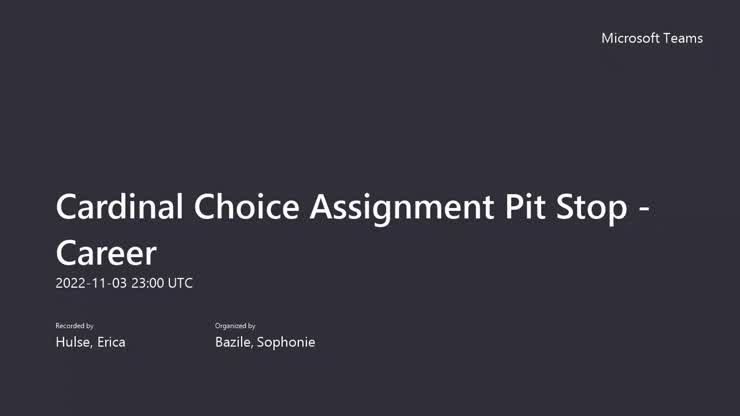 Cardinal Choice Assignment Pit Stop Session #1 - Career Track (11.3.22)