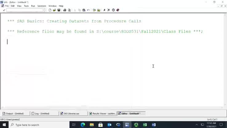 Creating SAS Datasets from Procedure Calls