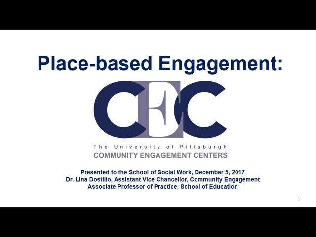 “Place-based Engagement: The University of Pittsburgh’s Engagement ...