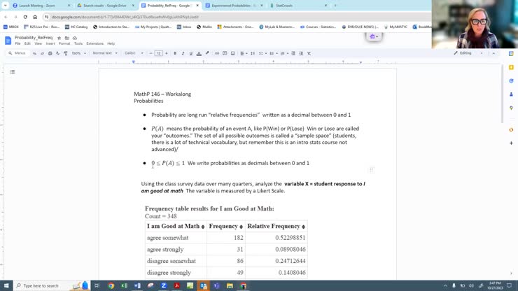 Probabilities from Relative Frequencies