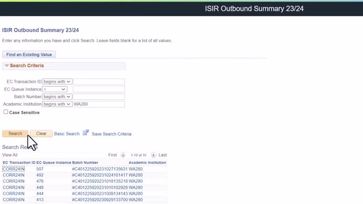 View 20xx-20xx Outbound Files