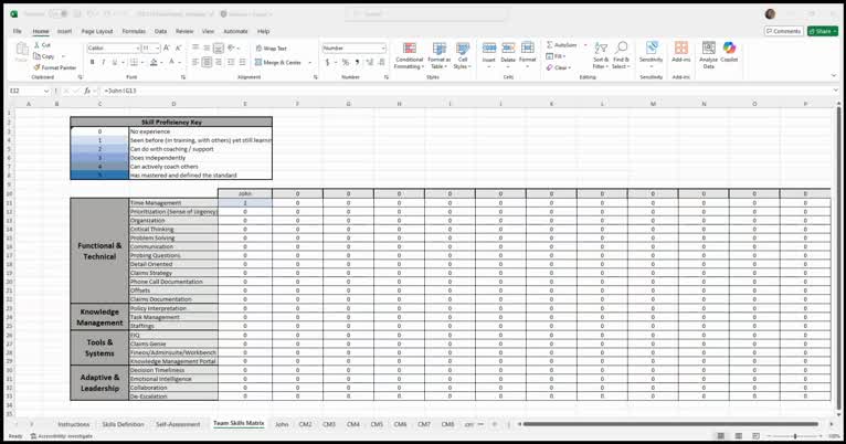 Skills Matrix Instructions